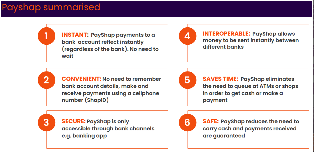 Benefits of using PayShap (the new rapid payment system)!