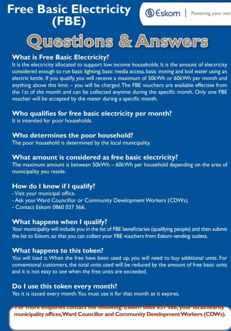 Free Government Municipal Services - Water and Electricity