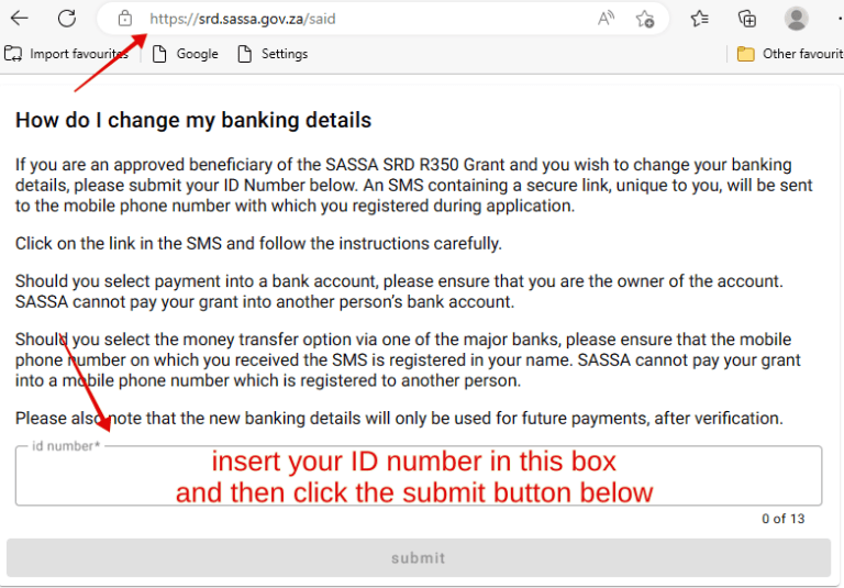 Change SASSA Grant Banking Details or Payment Method